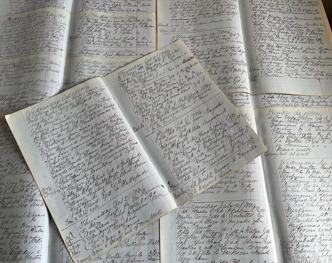 Large Victorian Handwritten Pages From Work Journal 1880’s 8 X Double ...