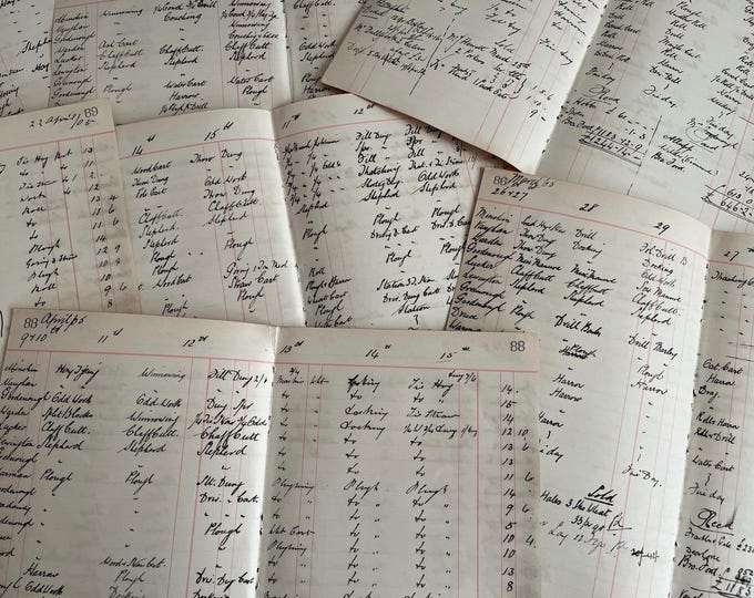 Vintage Handwritten Ledger Pages, 7 X Double Paged, Edwardian, Ideal ...