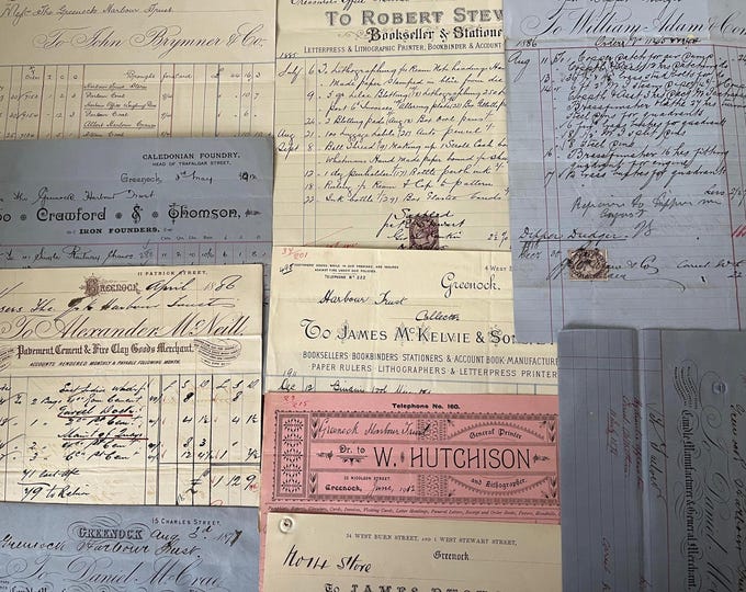 Collection of Scottish Victorian Handwritten Invoices X 10. - Etsy
