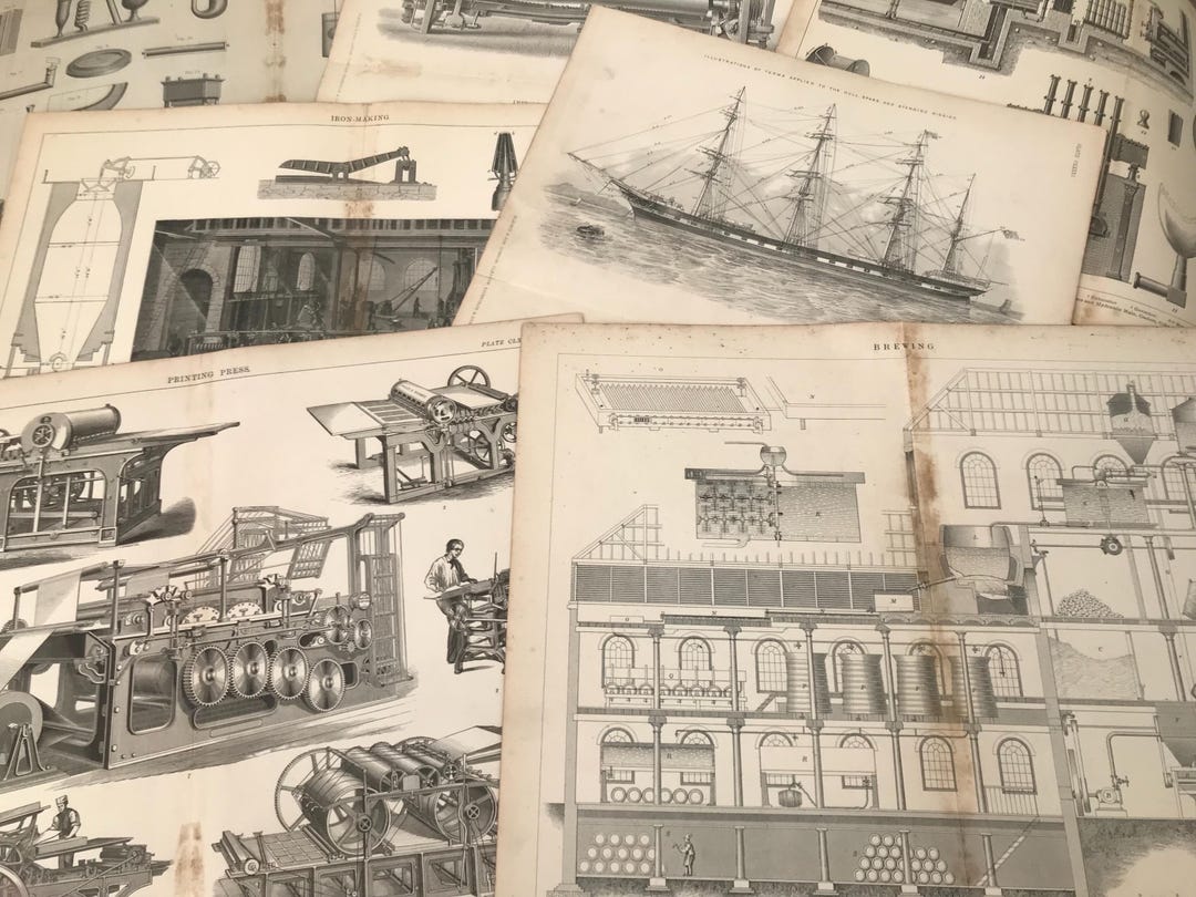 Vintage Victorian Bookplates, Fustion Loom, Gas, Brewing, Printing ...