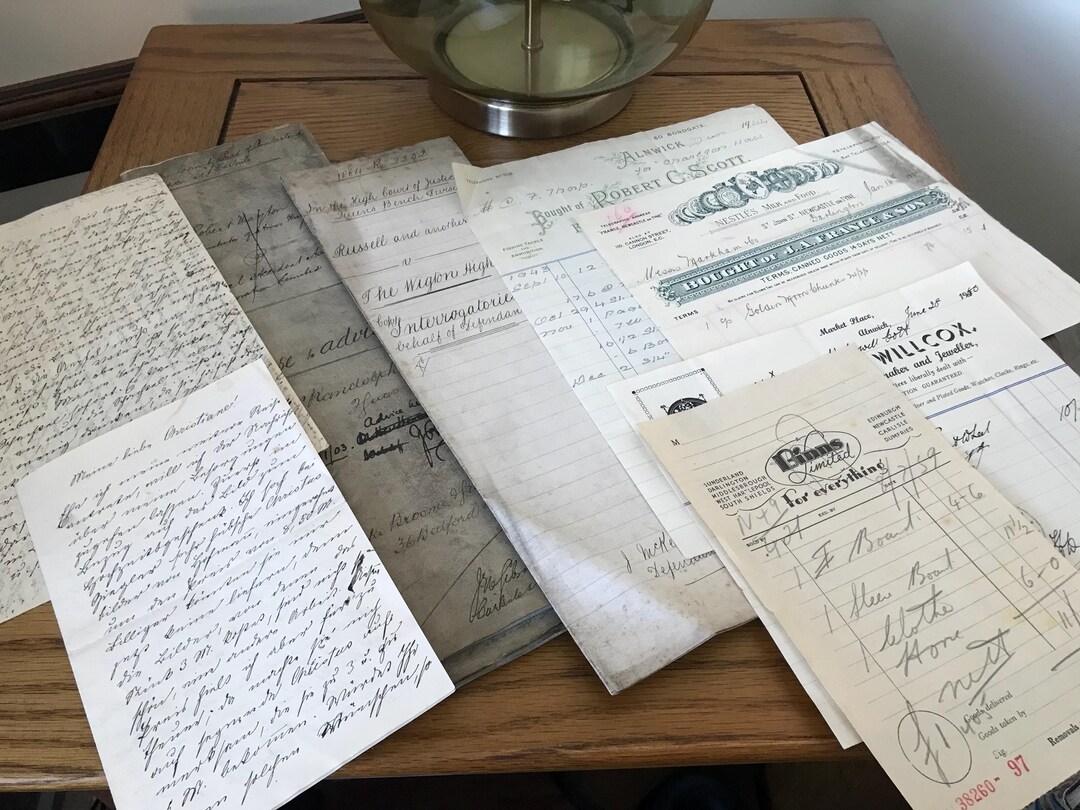 Documents, Letters, Invoices Collection, Original Handwritten Mixed Lot ...