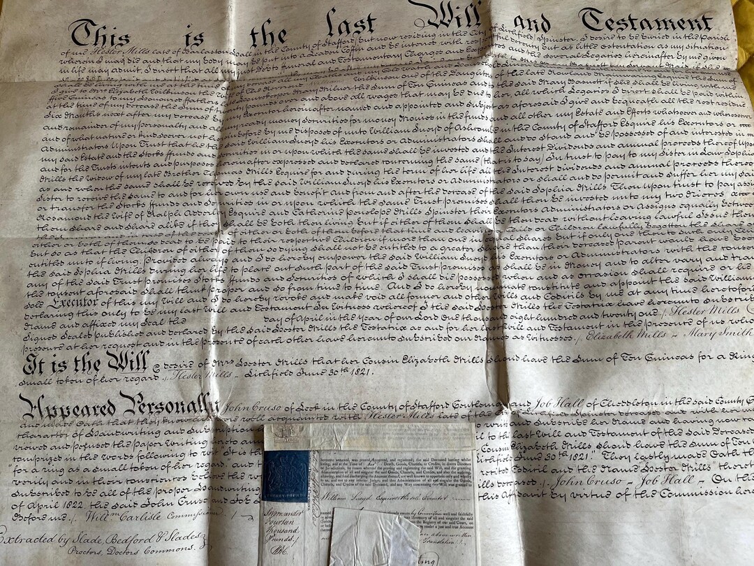 Large 1822 Last Will and Testament Document on Vellum Paper. - Etsy
