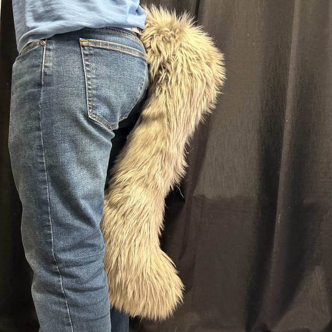 Pewter Fursuit Tail, Furry Tail, Cosplay Costume Tail - Etsy