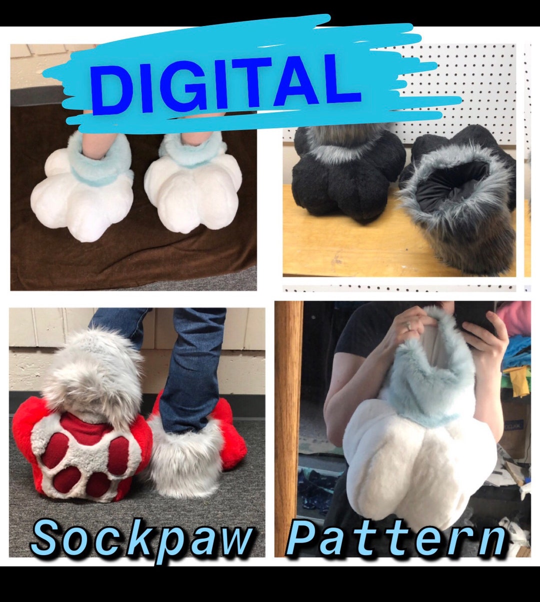 DOWNLOADABLE PDF Sockpaw Pattern, Fursuit Feet Pattern, Paw Pattern ...