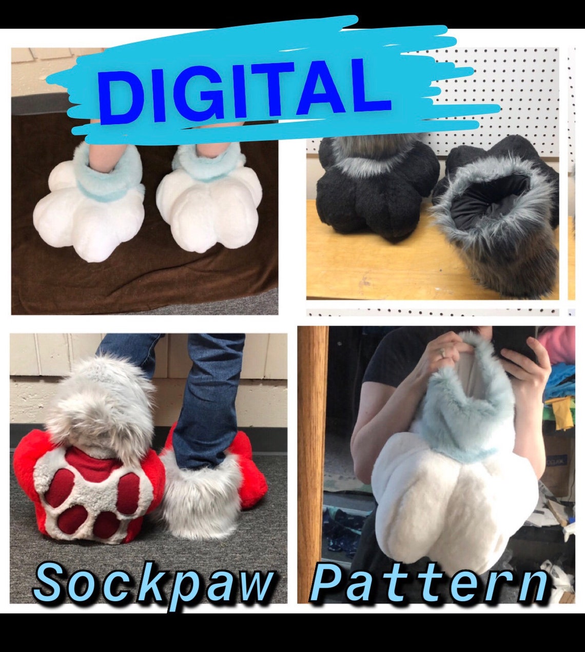 DOWNLOADABLE PDF Sockpaw Pattern, Fursuit Feet Pattern, Paw Pattern ...
