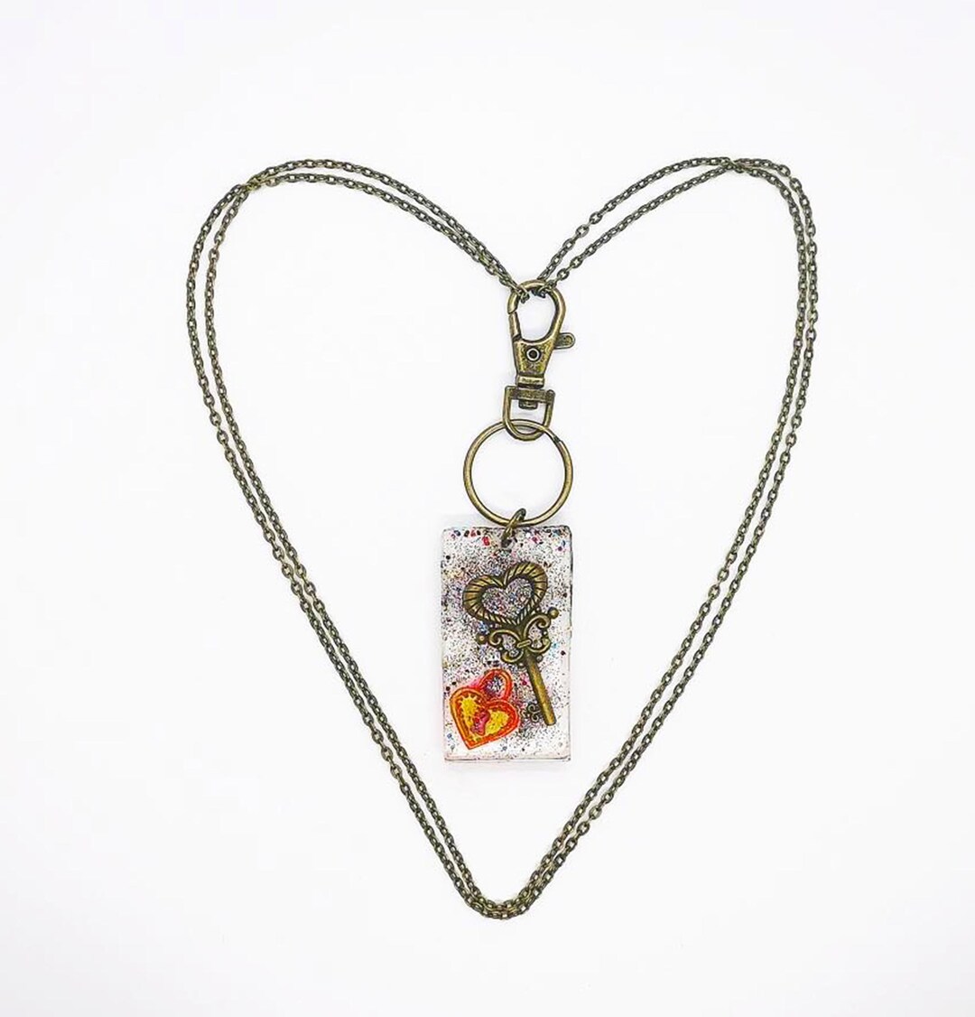 Handmade Double Strand Necklace With Lock and Key Pendant - Etsy UK