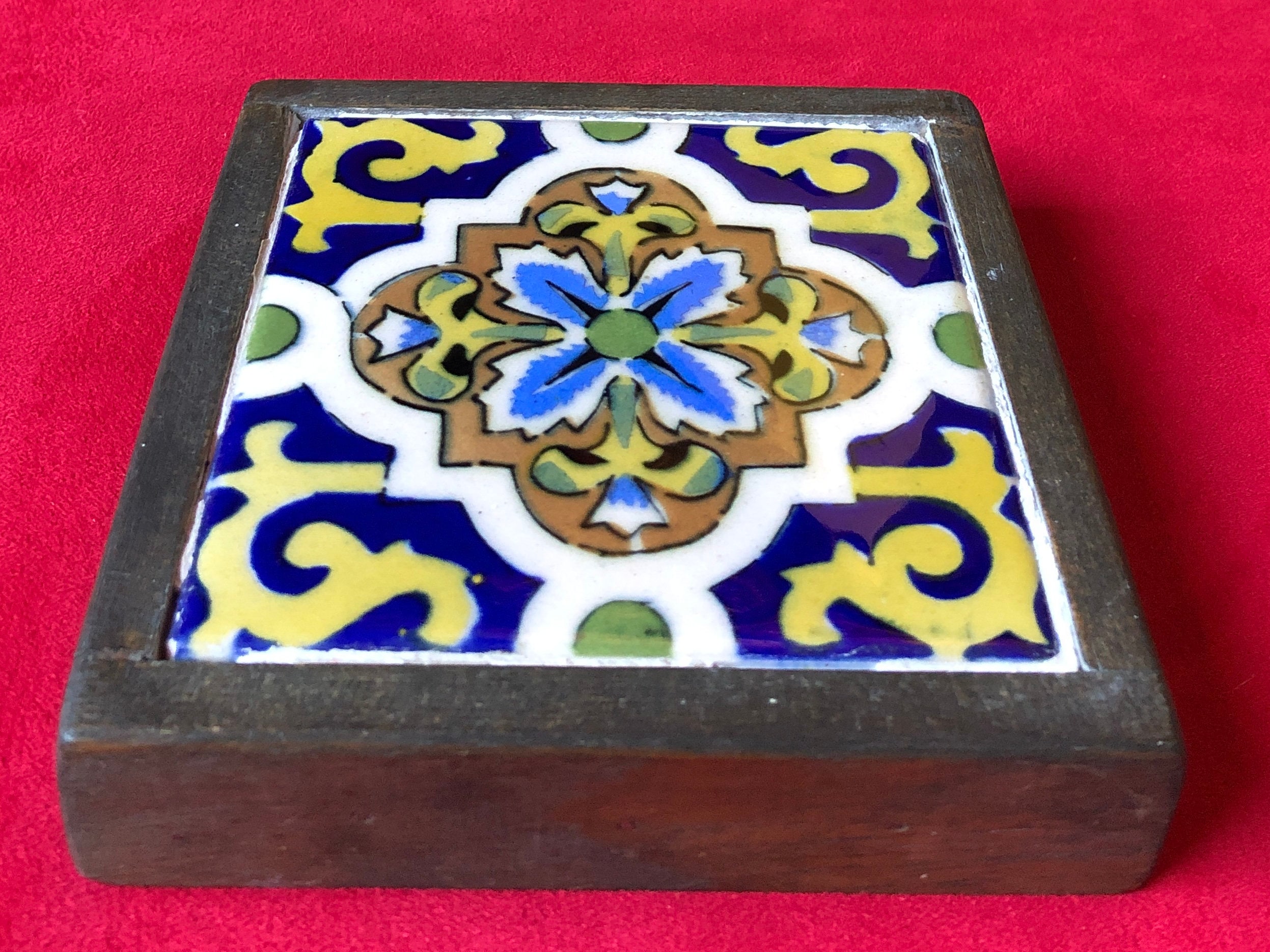 Vintage TALAVERA Majolica Iconic Design Mexican TILE TRIVET Suspended ...