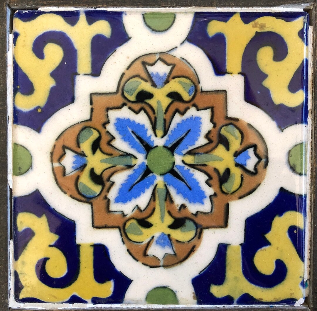 Vintage TALAVERA Majolica Iconic Design Mexican TILE TRIVET Suspended ...