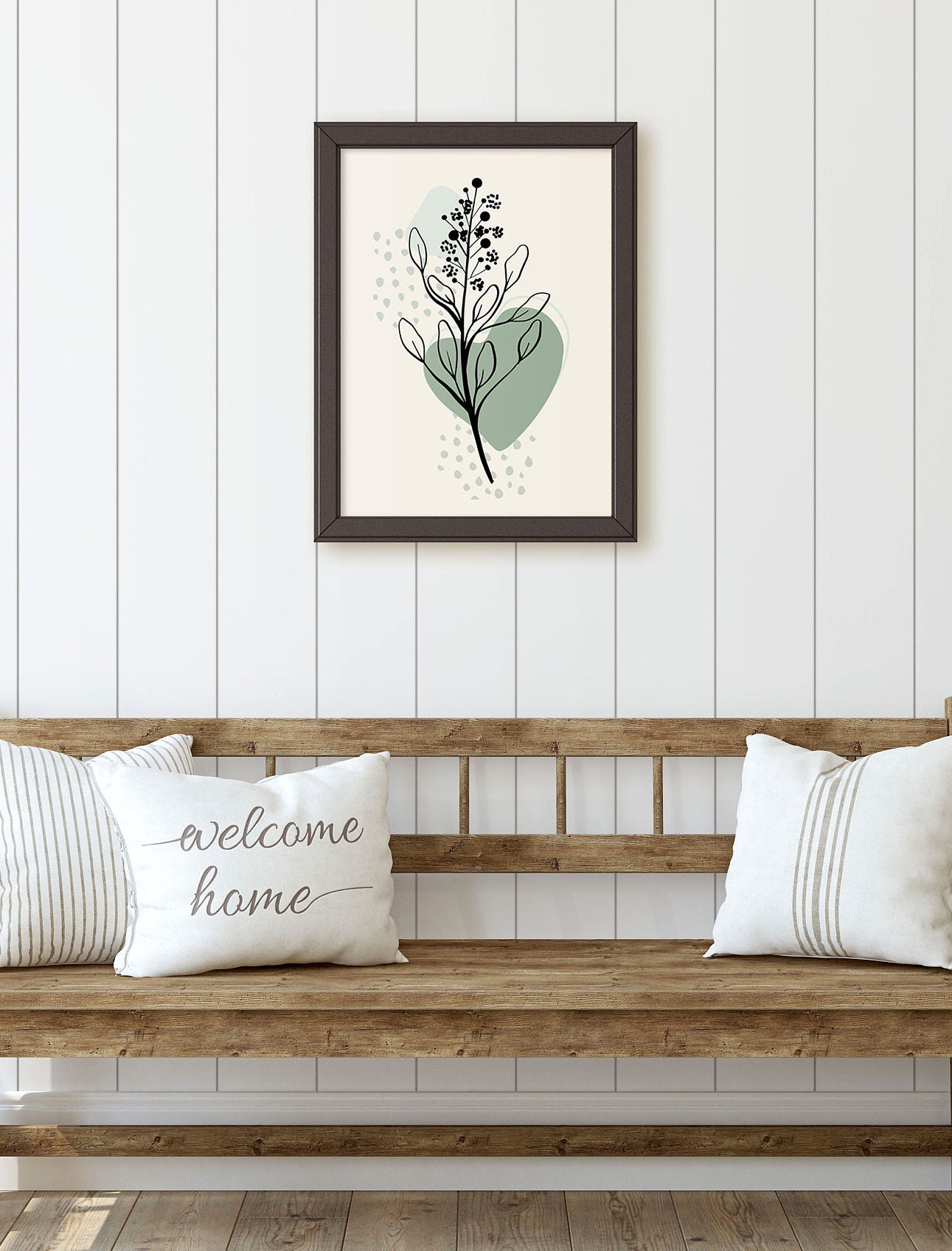 Sage Green Wall Art Light Green Boho Wall Art Boho Home Decor Line Art ...