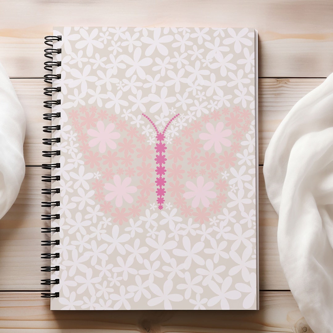 Spiral Notebook, Floral Butterfly, Gratitude Journal, A5 Notebook ...