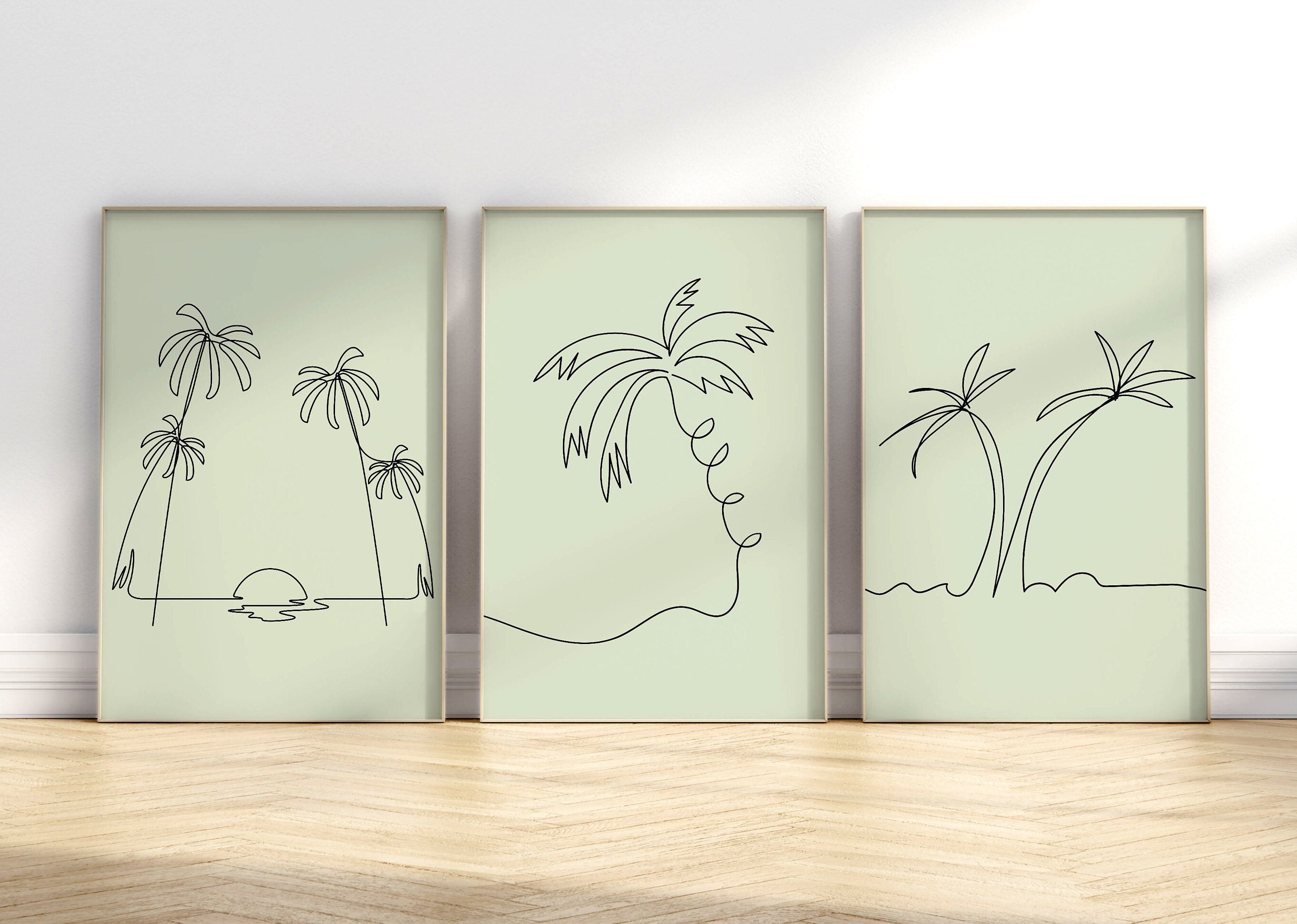 Coastal Art Prints, Fineline Printable Art, Set of 8 Beach Prints, Palm ...