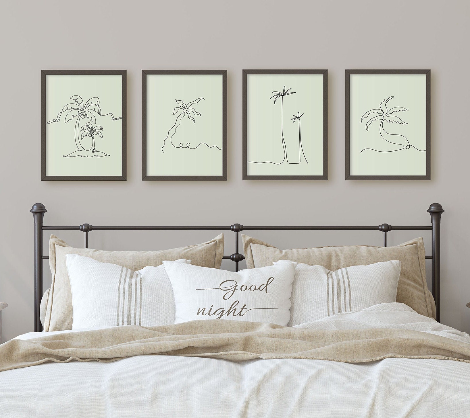 Coastal Art Prints, Fineline Printable Art, Set of 8 Beach Prints, Palm ...