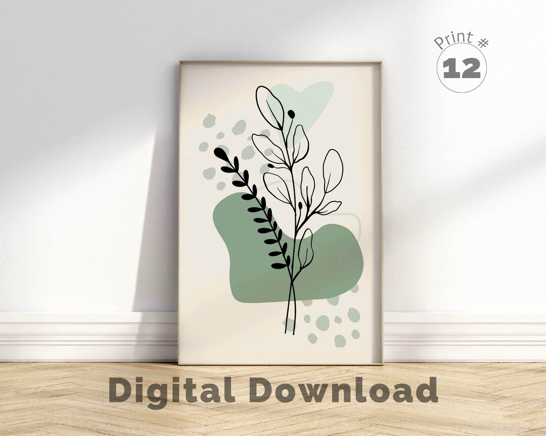 Sage Green Wall Art | Light Green Boho Wall Art | Boho Home Decor ...