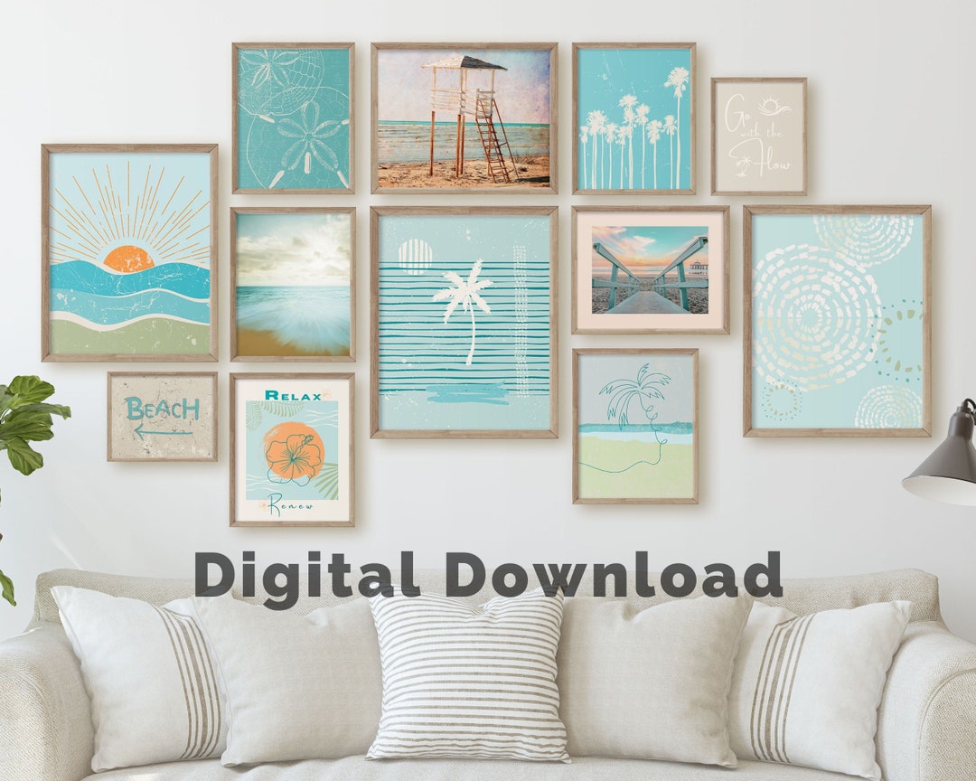 Coastal Wall Art | Set of 12 | Boho Beach Gallery Wall | Coastal Prints ...