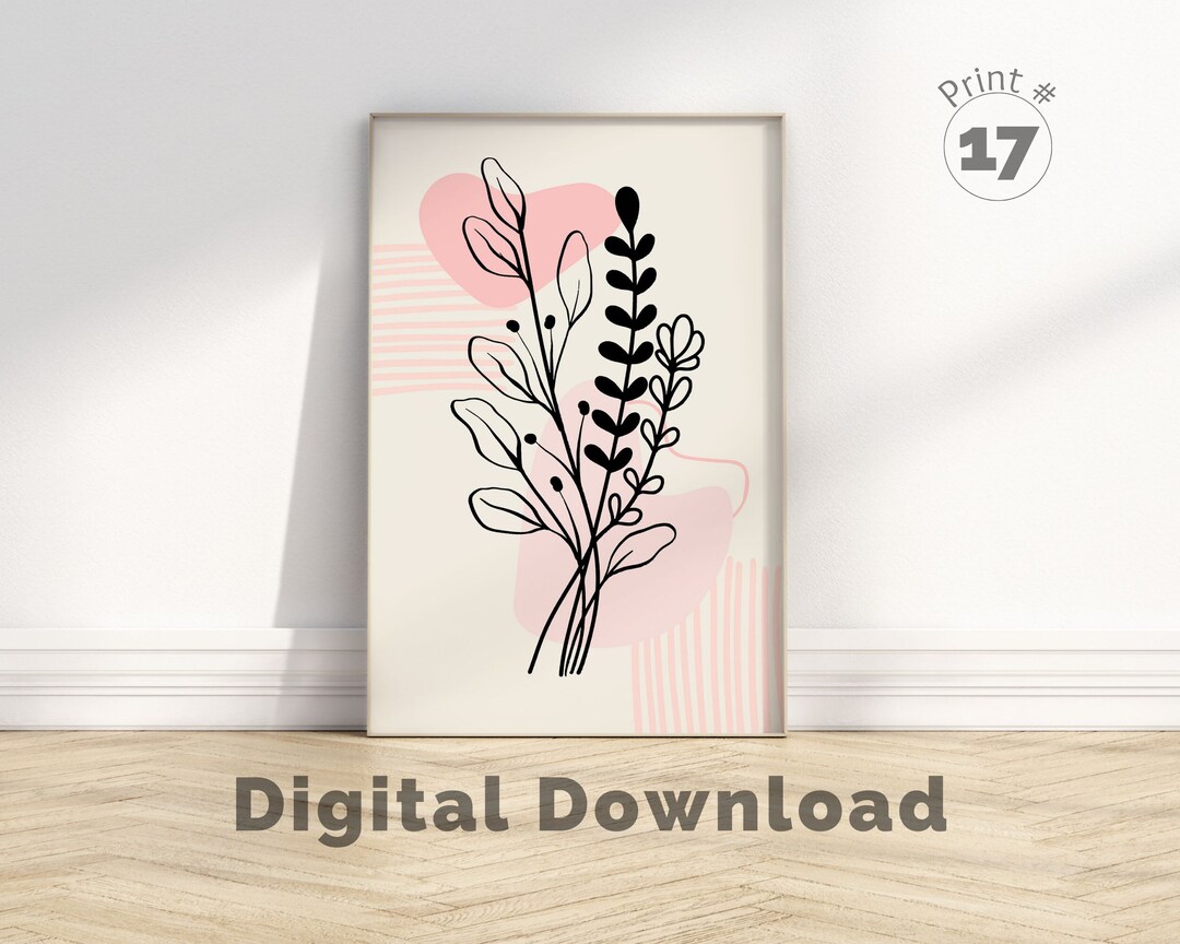 Blush Pink Botanical Print | Pink Wall Art | Pink Floral Wall Art ...
