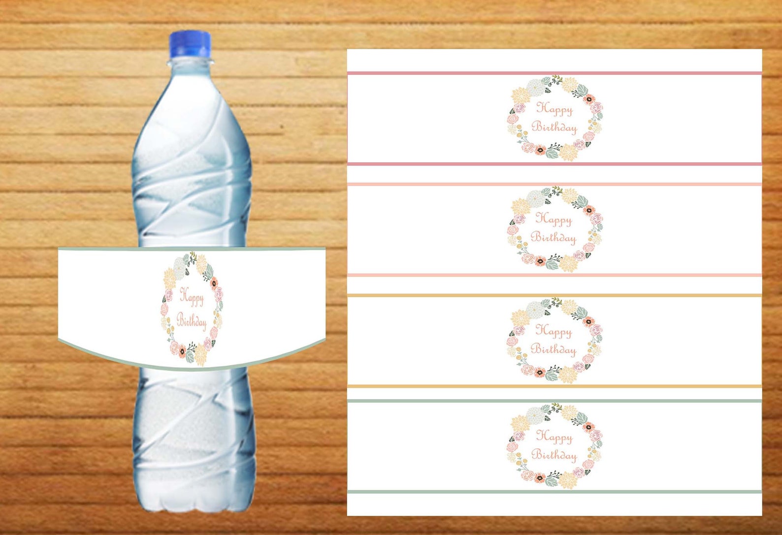 Baby Shower Floral Drink Wrap Labels, Baby Shower Printable Wrap Labels ...