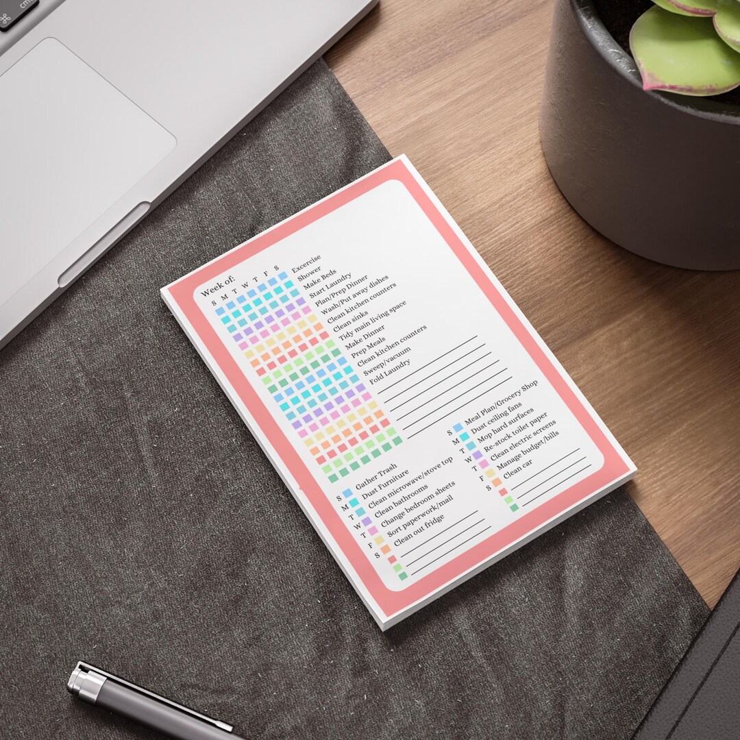 Weekly To-do List Post It Note Pad, Weekly List, Sticky Note Pad, To-do ...