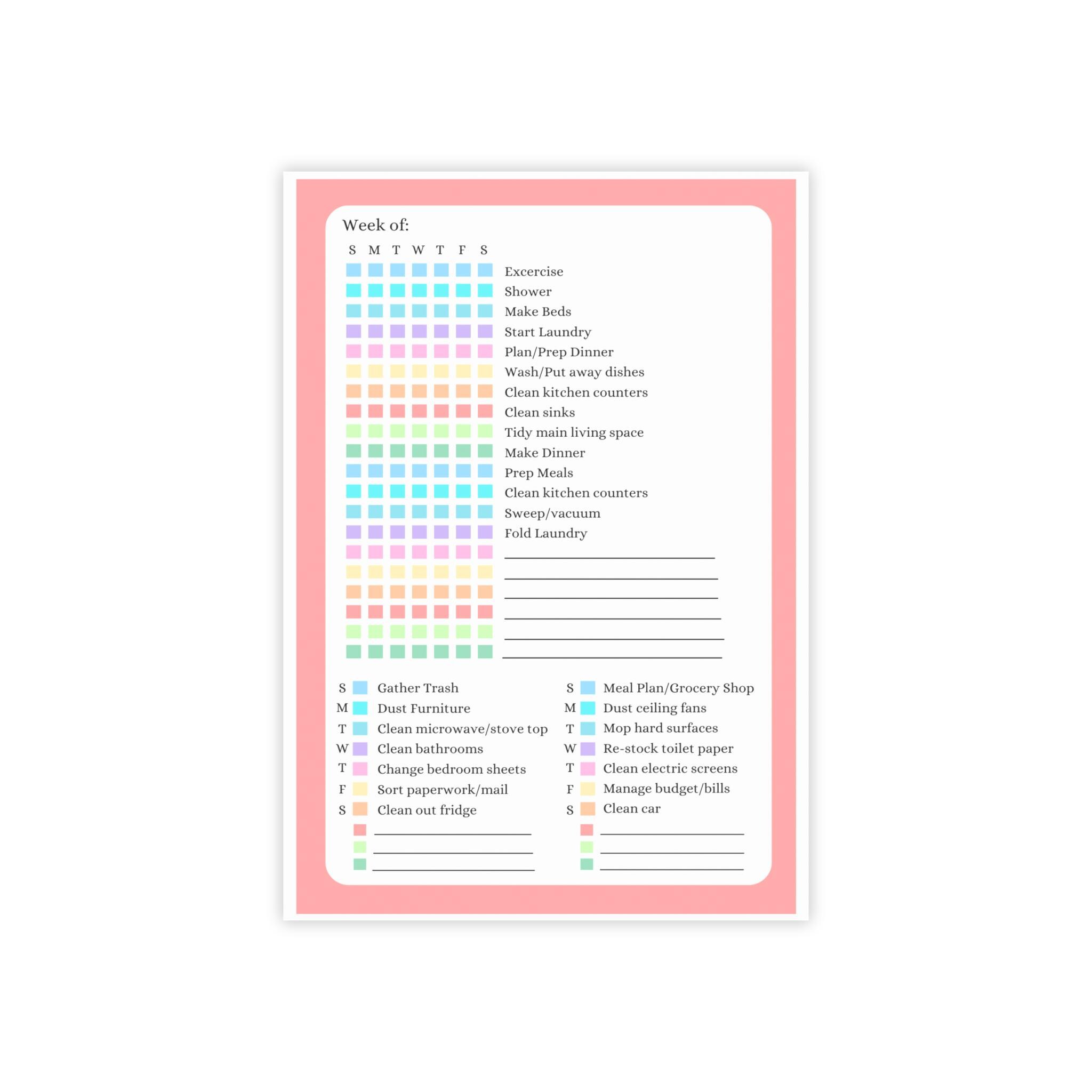 Weekly To-do List Post It Note Pad, Weekly List, Sticky Note Pad, To-do ...