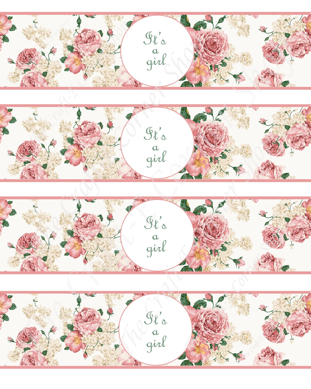 Baby Shower Floral Drink Wrap Labels,baby Shower Printable Labels, Girl ...
