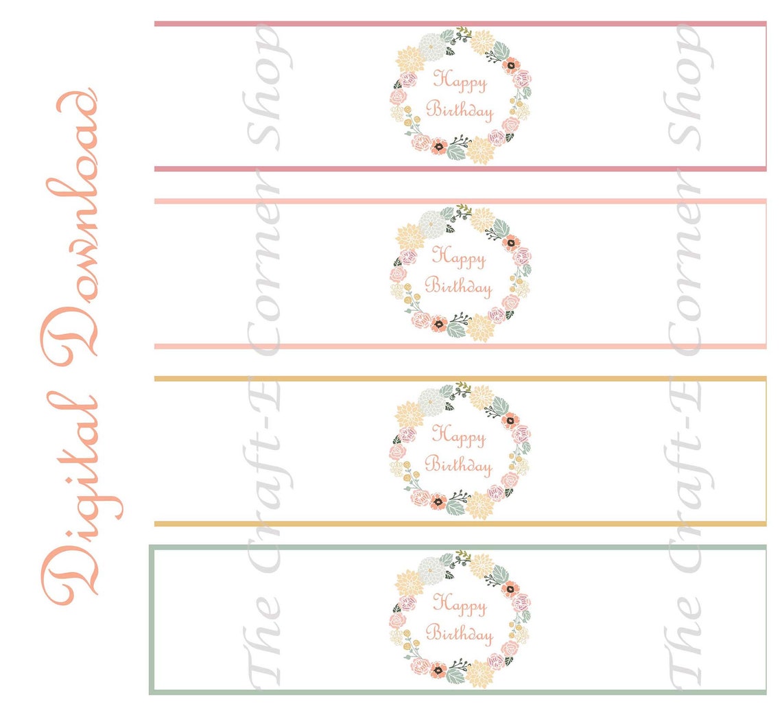 Baby Shower Floral Drink Wrap Labels, Baby Shower Printable Wrap Labels ...