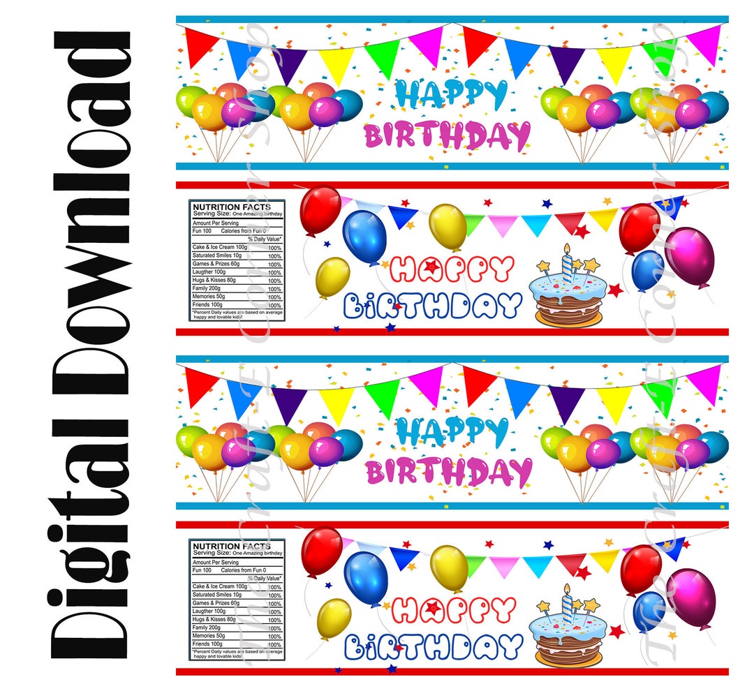 Happy Birthday Water Bottle Labels Happy Birthday Drink Labels Happy