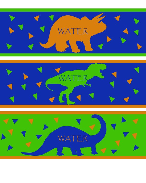 Dinosaur Drink Labels Dinosaur Water Bottle Labels Dinosaur | Etsy