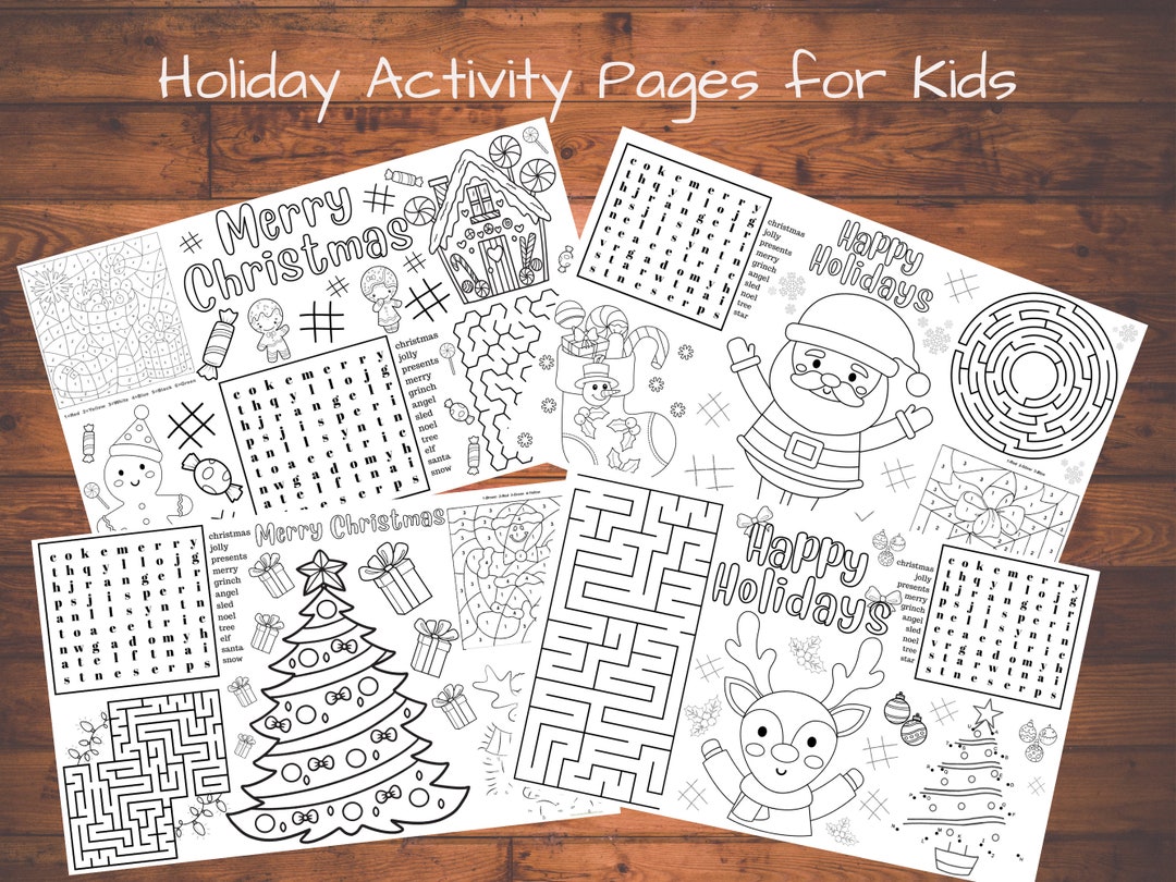 Christmas Activity Pages, Christmas Activity Placemat, Holiday Activity ...