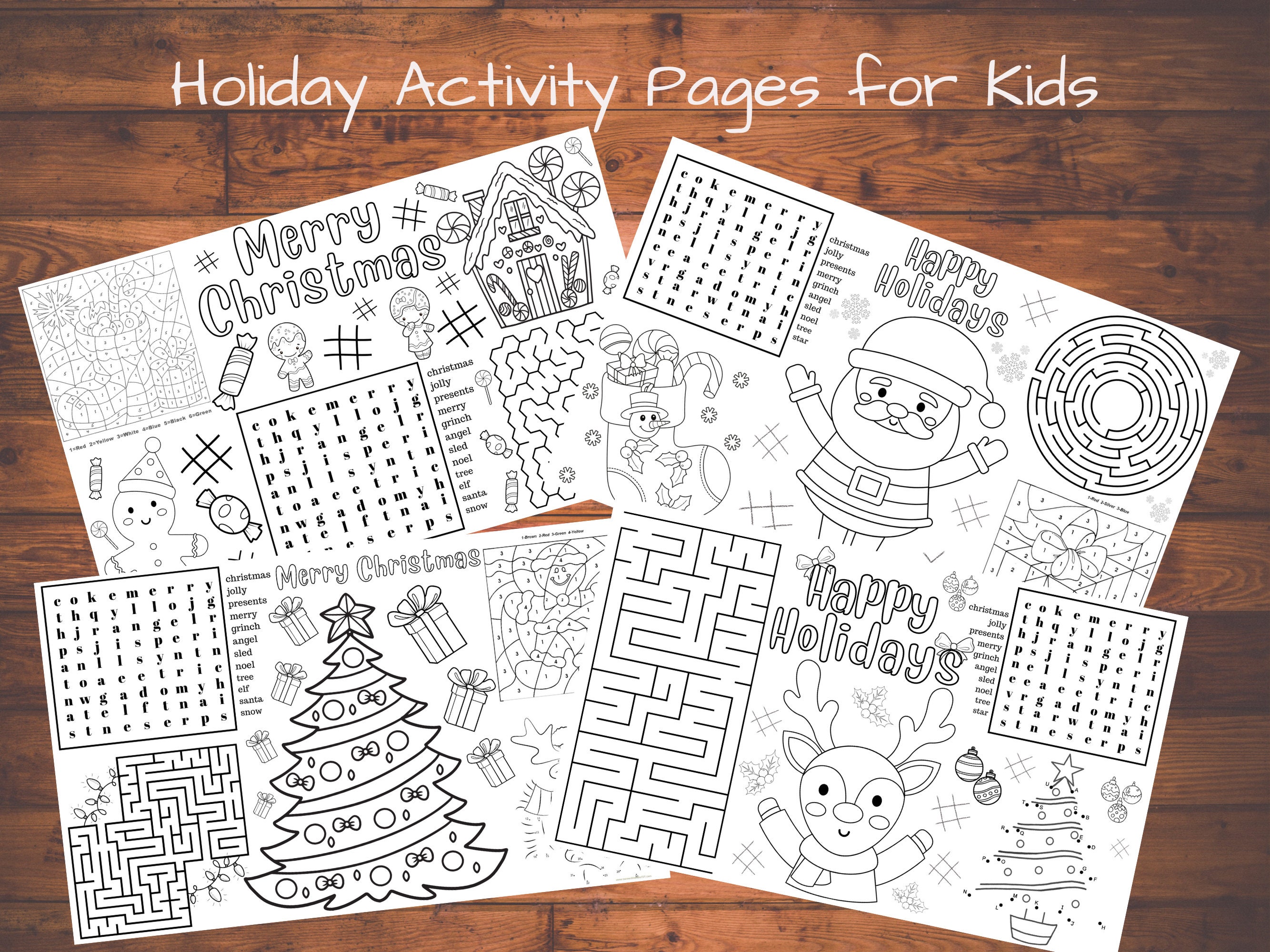Christmas Activity Pages, Christmas Activity Placemat, Holiday Activity ...
