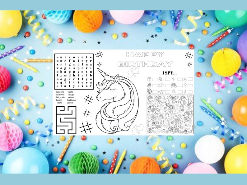 Unicorn Activity Sheets, Unicorn Party Activity Pages, Unicorn ...