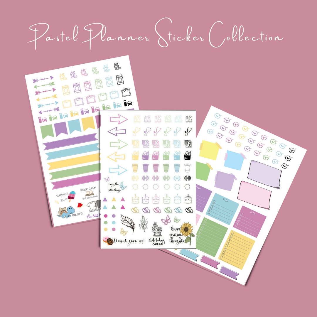 190 Planner Stickers, 3 Planner Sticker Sheets, Pastel Planner Stickers ...