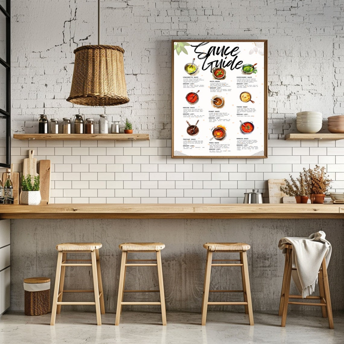 Sauce Making Guide, Food Poster, Kitchen Decor, Gourmet Gift ...