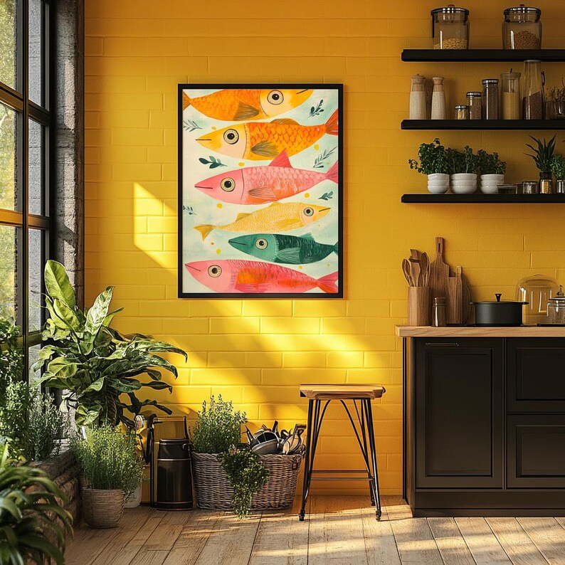 Watercolor Painting With Sardines - Bright Combination of Colors and ...