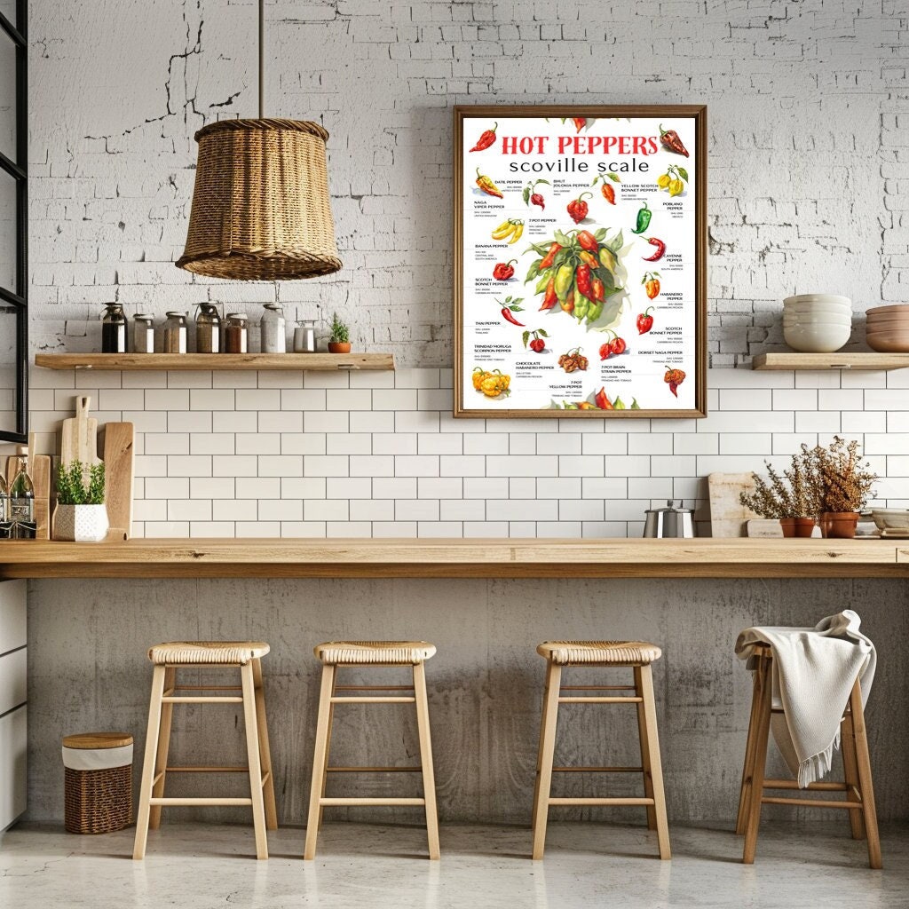Chili Pepper Spice Poster, Kitchen Posters, Hot Chili Pepper Poster ...