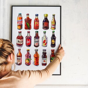 Hot Sauce Poster, Digital Download, Kitchen Decor, Food Art, Spicy Art ...