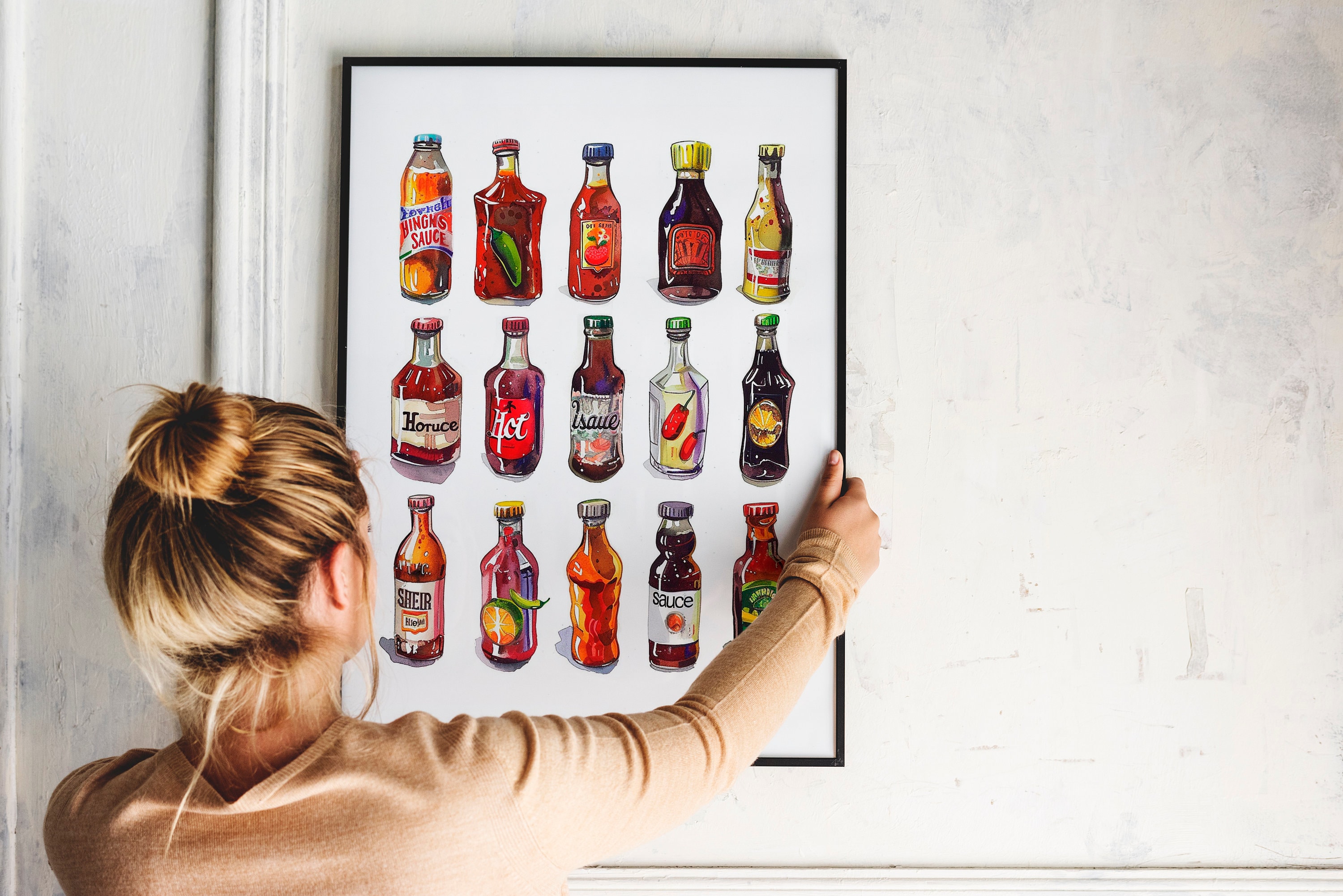 Hot Sauce Poster, Digital Download, Kitchen Decor, Food Art, Spicy Art ...