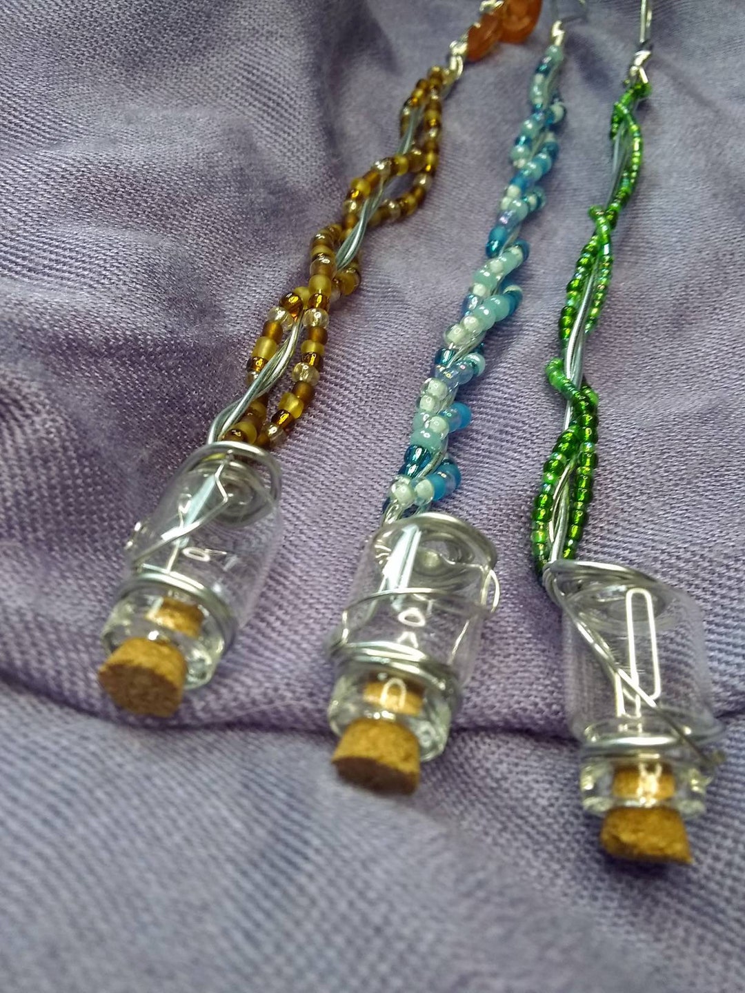 3 Wire Wrapped Intention Wands. Handmade, Glass Elemental, Amber - Etsy