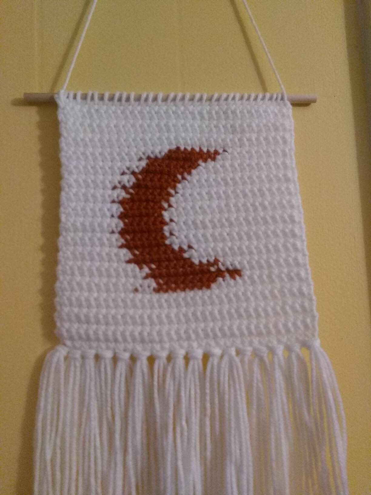 Crescent Moon Crochet Wall Hanging - Etsy