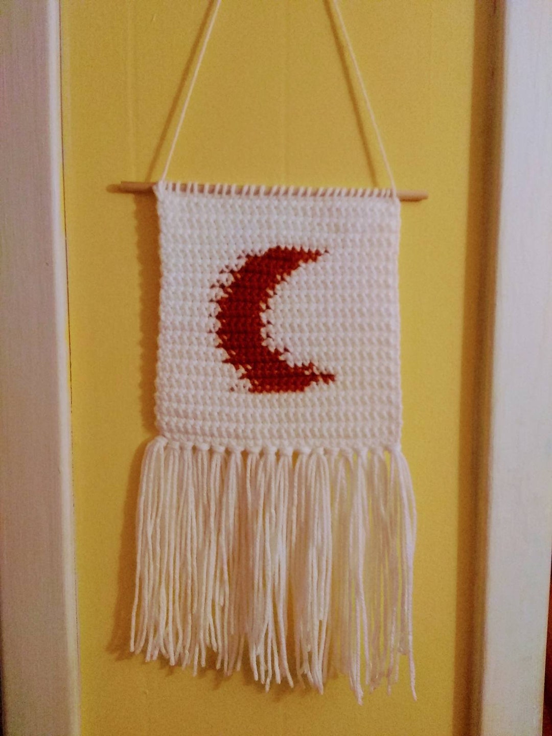 Crescent Moon Crochet Wall Hanging - Etsy