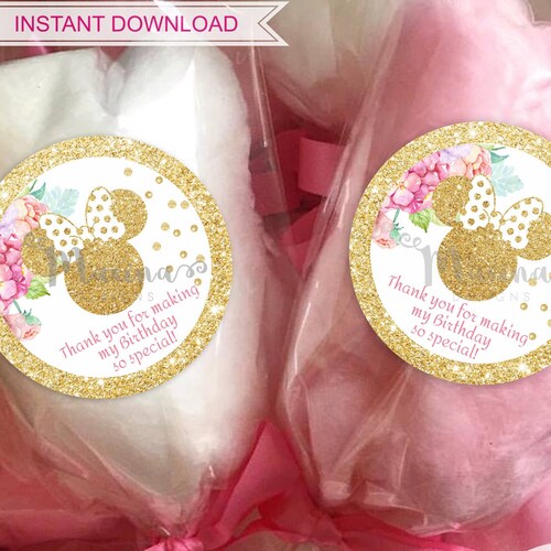 MINNIE MOUSE FAVOR Sticker Minnie Mouse Thank You Tags - Etsy