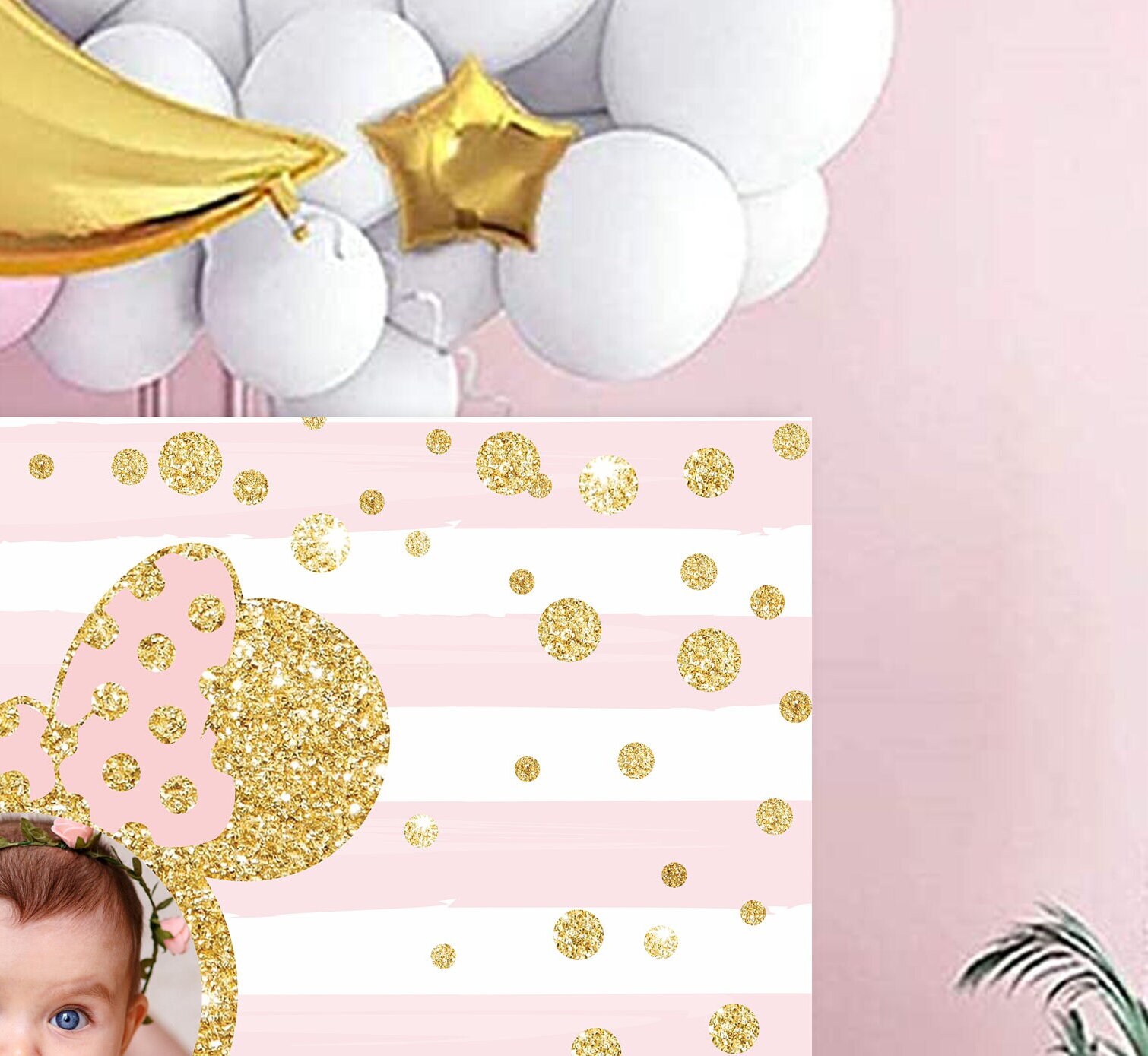 BACKDROP MINNIE MOUSE Birthday Party Wall, Minnie Mouse Printable Vinyl ...