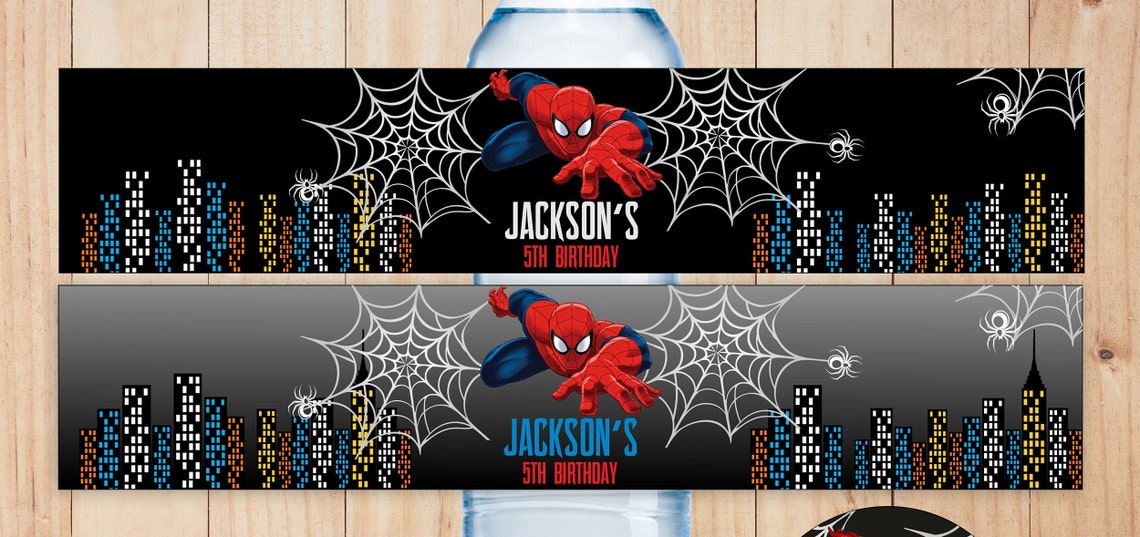 SPIDERMAN Bottle Label Wrapper Favor Tag Circle Sticker - Etsy
