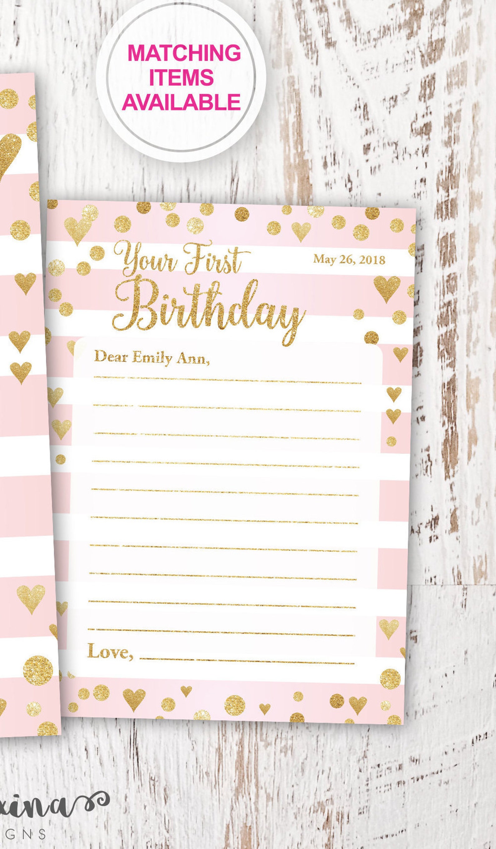 Baby Time Capsule Sign Message Note 1st Birthday Girl Time | Etsy