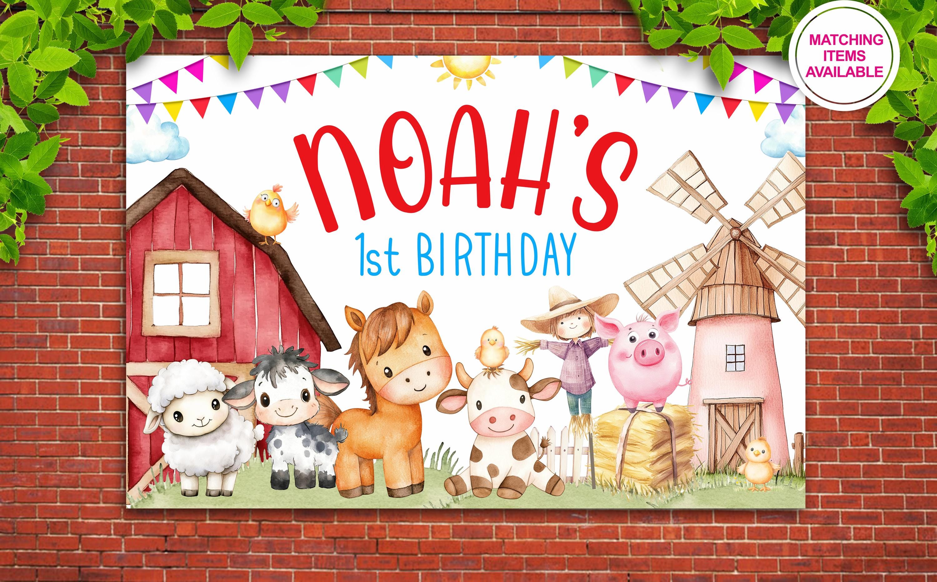 Farm Birthday Backdrop | Barnyard Party Wall Decor | Printable Farm ...