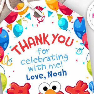 ELMO TAG FAVOR Thank You Label Birthday Party Sesame Street, Custom ...