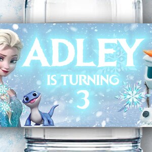 FROZEN WATER Bottle Label, Frozen Elsa and Anna Water Bottle Label ...