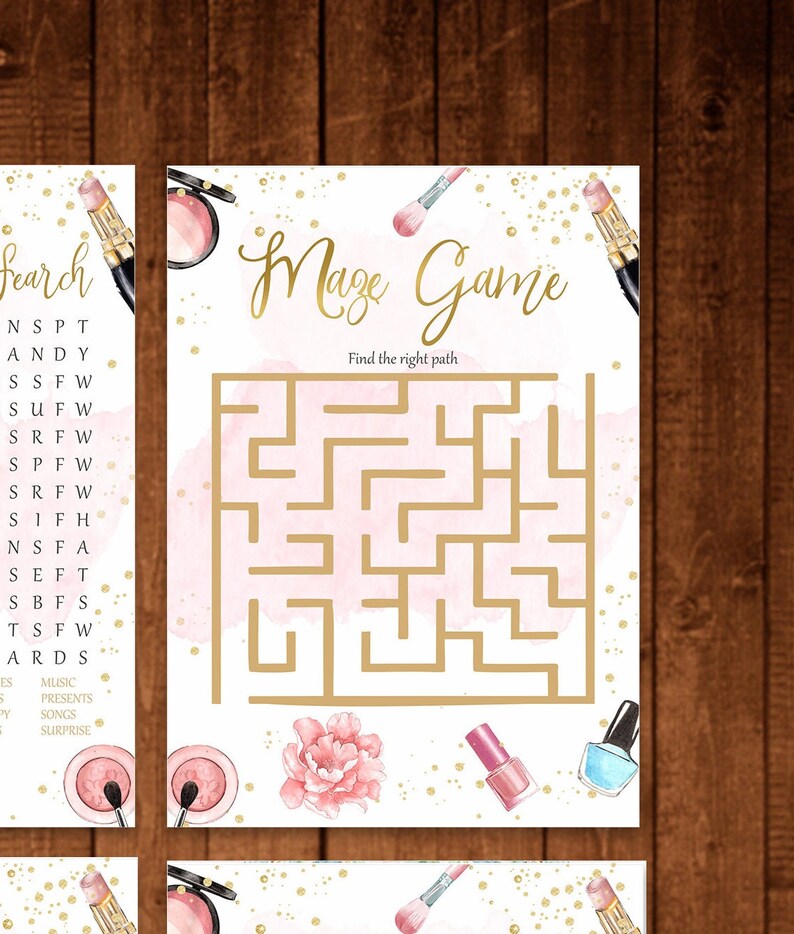 SPA PARTY Birthday Games Birthday Bingo Word Search Maze | Etsy