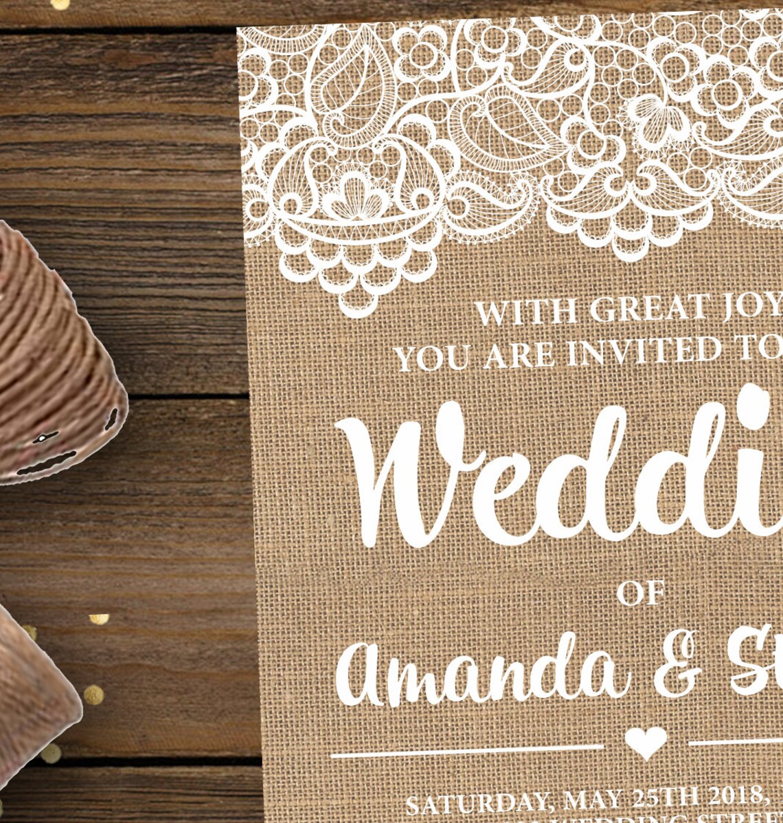 Rustic Wedding Invite Template Rustic Invitation Template - Etsy
