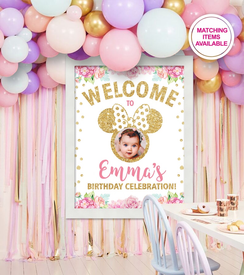 Minnie Mouse Welcome Sign Birthday Party Minnie Mouse Welcome - Etsy