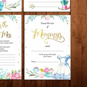 BABY SHOWER Printable Games Bundle Alice in Wonderland, Virtual Baby ...