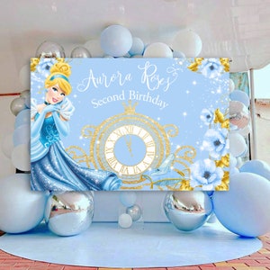 CINDERELLA BACKDROP Birthday Wall Decoration Princess Backdrop Wall Vinyl Decal, Custom ...